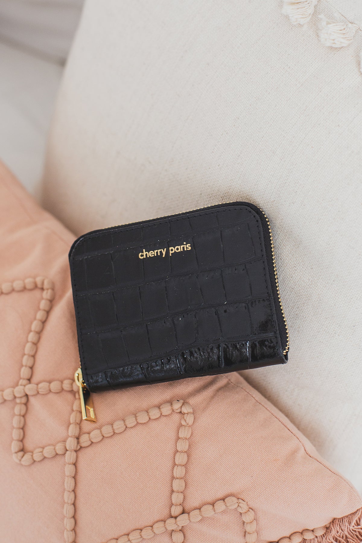 Porte-monnaie sac croco YUNA - Noir – Cherry Paris